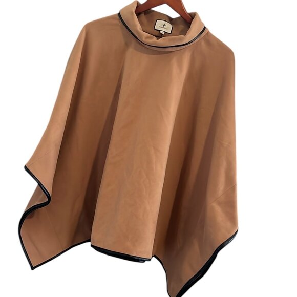 Tuckernuck | Sweaters | Tuckernuck Camel Leather Trim Funnel Neck Piper ...